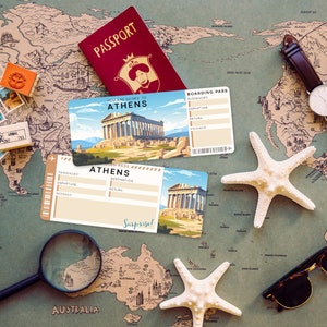 Digital ATHENS Trip Surprise Gift Ticket︱greece Boarding Pass︱printable ...