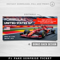 Editable F1 Ticket Template, F1 Grand Prix, Formula One Ticket ...