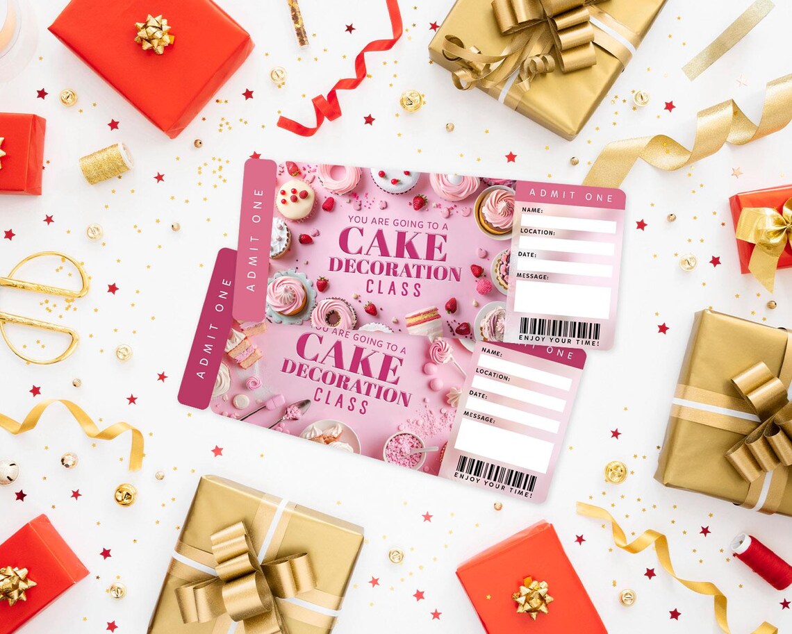 Digital Cake Decoration Class Surprise Ticket, Baking Class Voucher ...