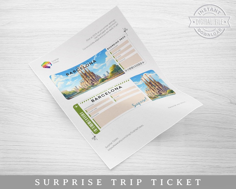 Digital BARCELONA Trip Surprise Gift Ticket︱spain Boarding Pass ...