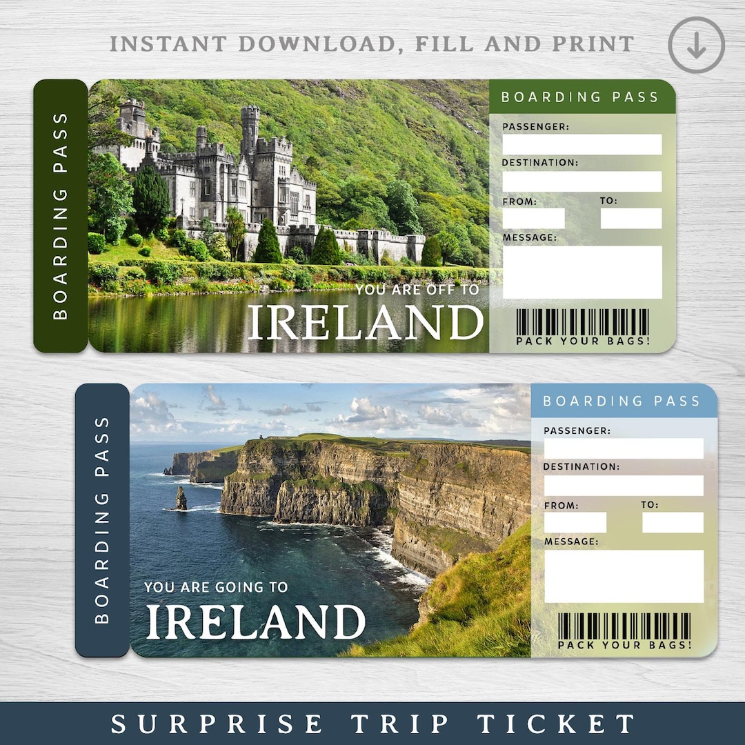 Digital IRELAND Trip Surprise Gift Ticket︱ireland Boarding Pass ...