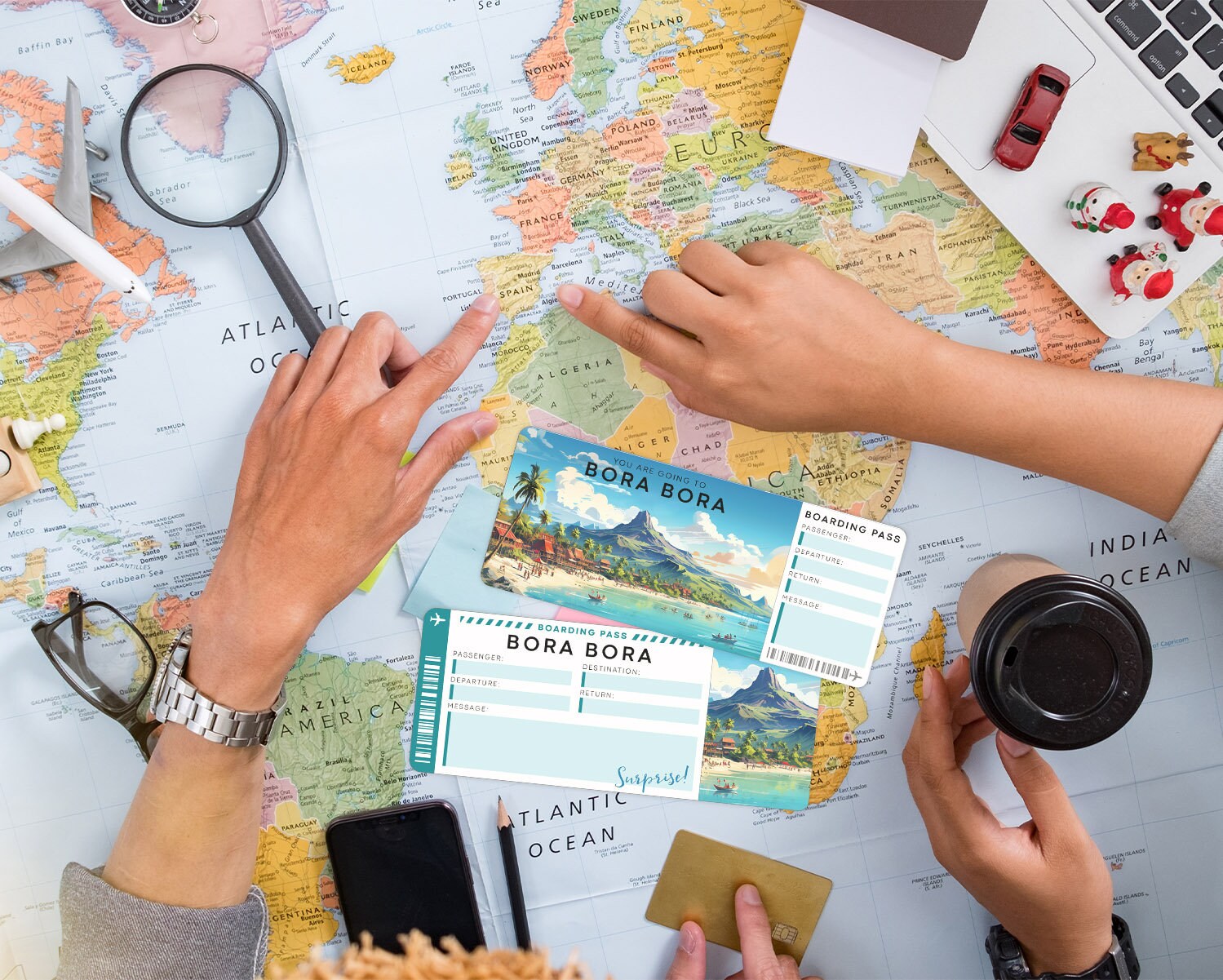 Digital BORA BORA Surprise Trip Gift Ticket, Vacation Printable ...