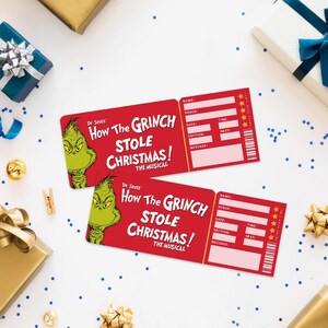 Printable How the Grinch Stole Christmas Broadway Surprise Ticket ...