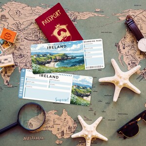 Digital IRELAND Surprise Trip Ticket, IRELAND Printable Boarding Pass ...