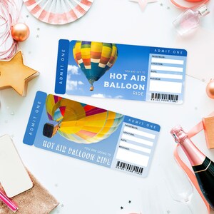 Printable Hot Air Balloon Surprise Trip Ticket︱experience Gift Voucher ...