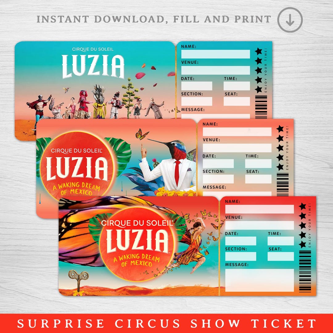 Printable Cirque Du Soleil LUZIA Show Ticket︱surprise Gift Reveal ...