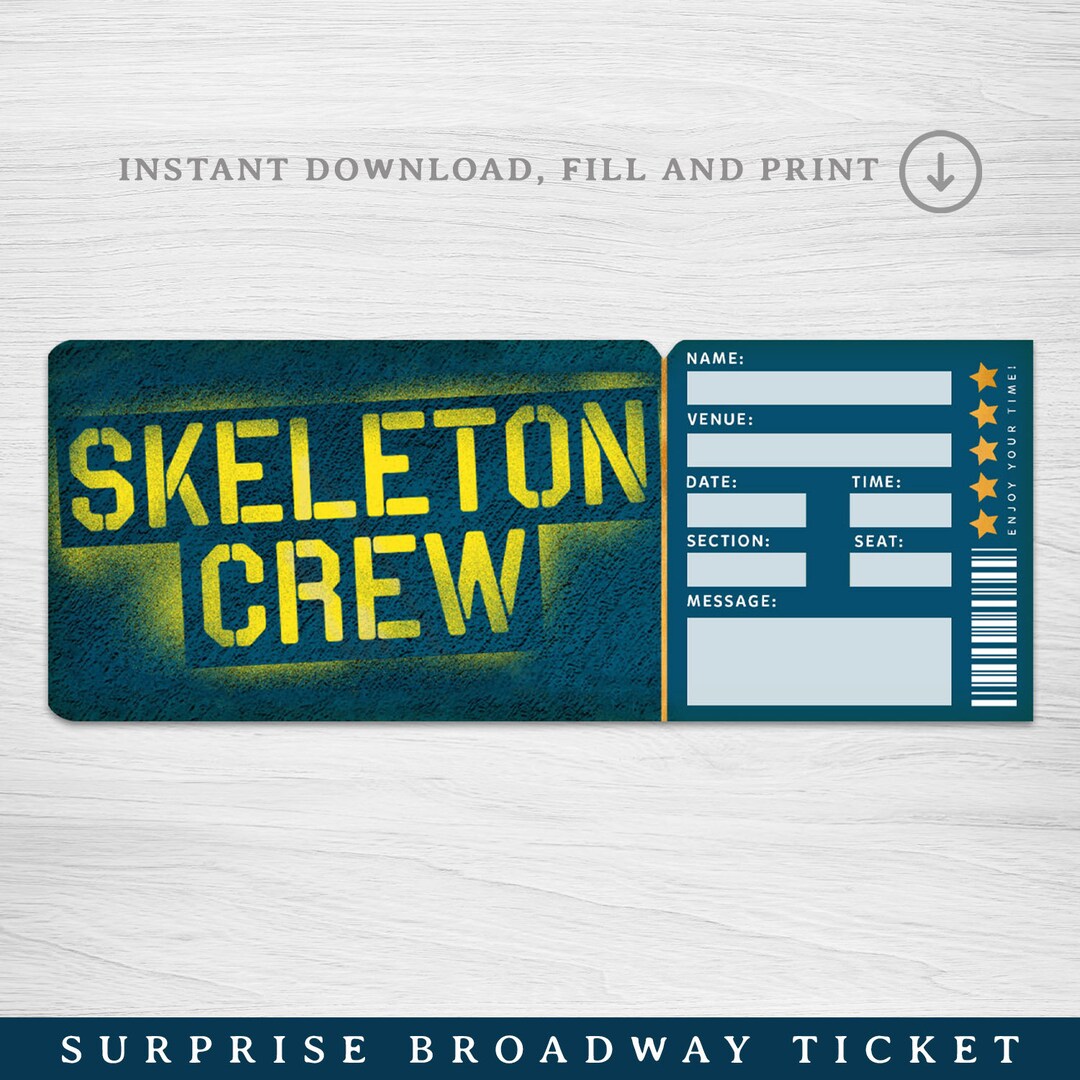 Printable Skeleton Crew Broadway Surprise Ticket︱musical Theatre Ticket ...