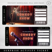 Comedy Show Ticket Template, Custom Comedy Club Gift, DIY Stand up ...