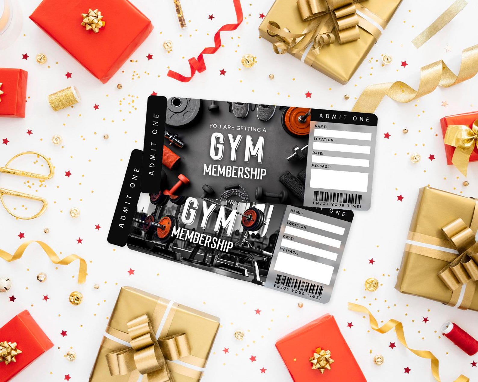 Printable Gym Membership Gift Voucher | Fitness Club Coupon | Gym Lover ...