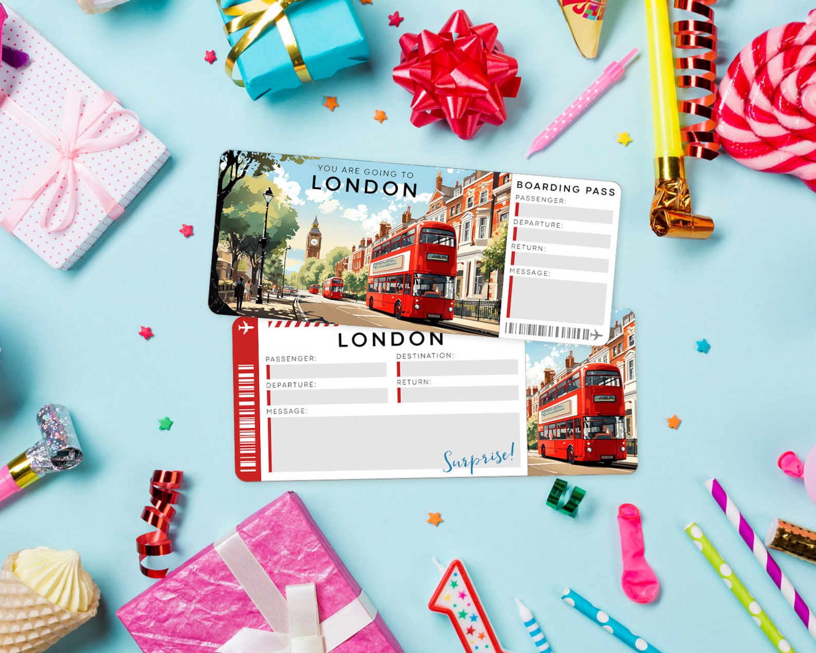 Digital LONDON Surprise Trip Gift Ticket, LONDON Printable Boarding ...