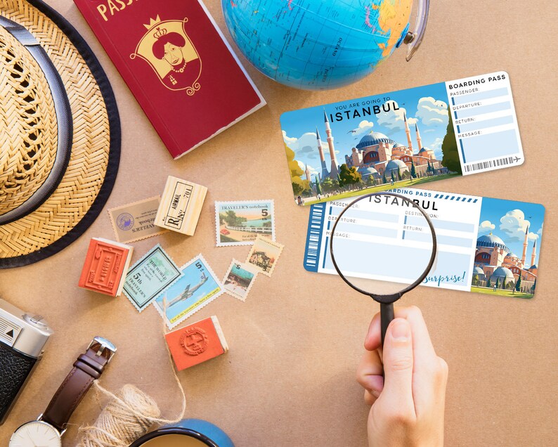 Digital ISTANBUL Surprise Trip Ticket, TURKEY Printable Boarding Pass ...