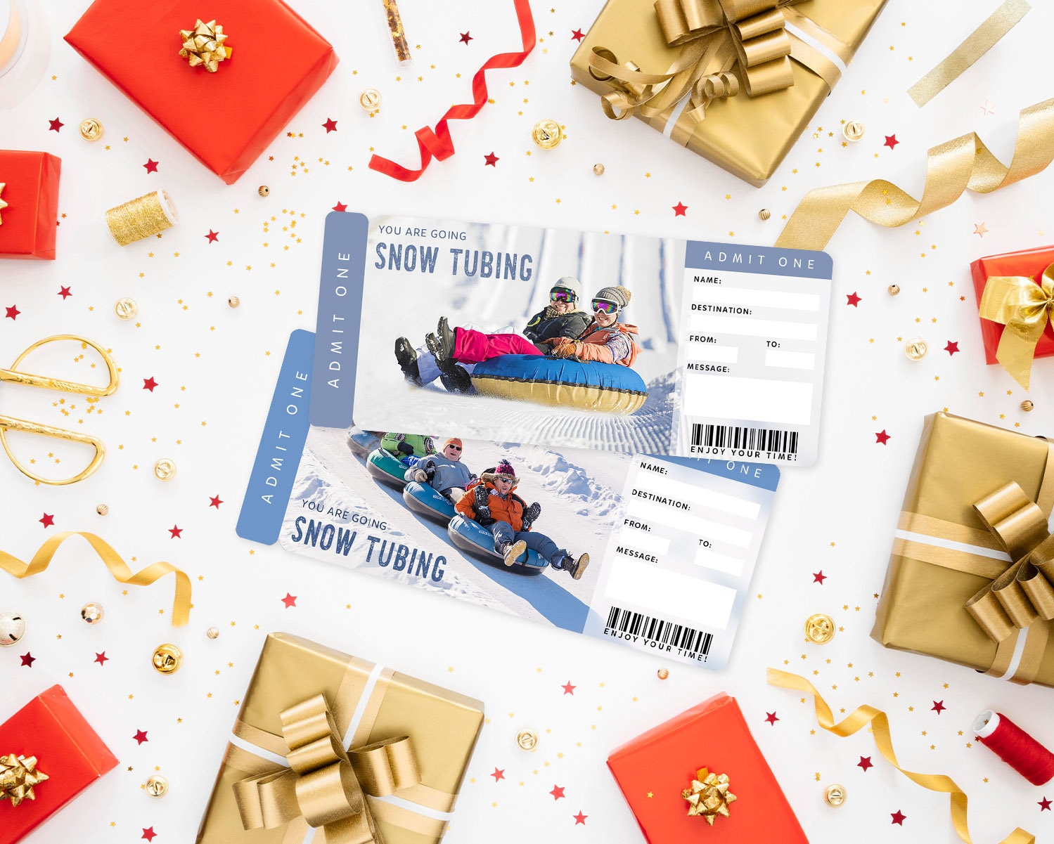 Printable Snow Tubing Surprise Ticket︱experience Gift Voucher - Etsy