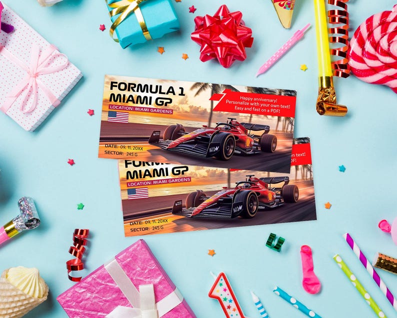 Printable Formula Ticket, Miami GP Faux Ticket, Editable Miami Race ...