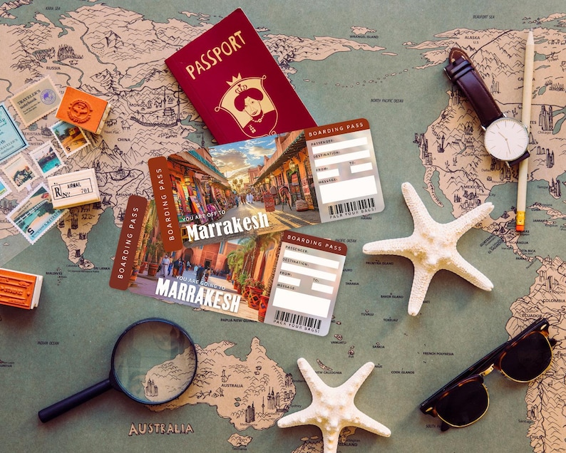 Digital MARRAKESH Trip Surprise Gift Ticket︱morocco Boarding Pass ...