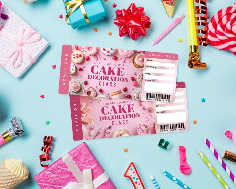 Digital Cake Decoration Class Surprise Ticket, Baking Class Voucher ...