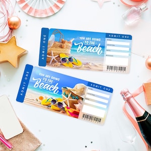 Printable Beach Surprise Ticket︱vacation Gift Reveal︱romantic Beach ...