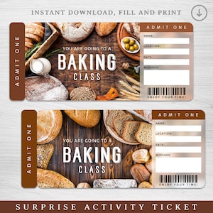 Digital Baking Class Surprise Ticket, Baking Class Voucher Surprise ...