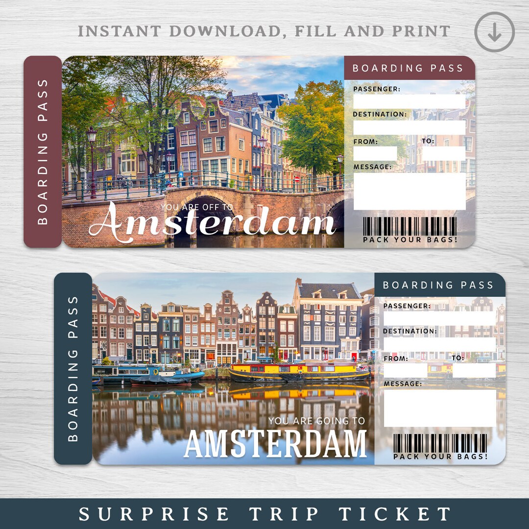 Digital AMSTERDAM Trip Surprise Gift Ticket︱netherlands Boarding Pass ...