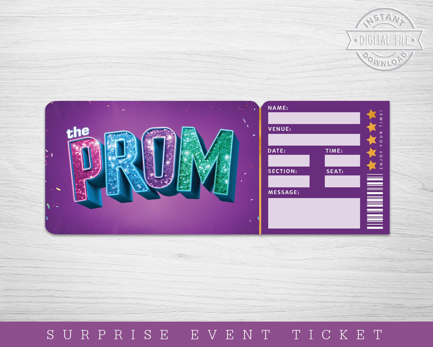 Printable the Prom Broadway Surprise Ticket, THE PROM the Musical ...