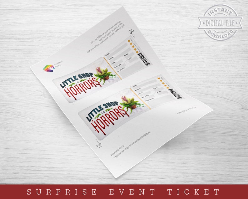 Printable Little Shop of Horrors Broadway Surprise Ticket︱musical ...