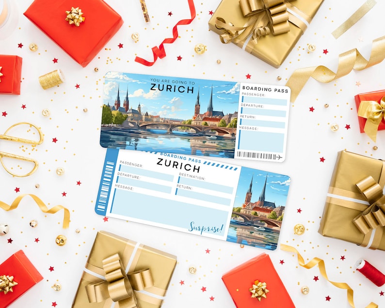 Digital ZURICH Surprise Trip Ticket, Switzerland Printable Boarding ...