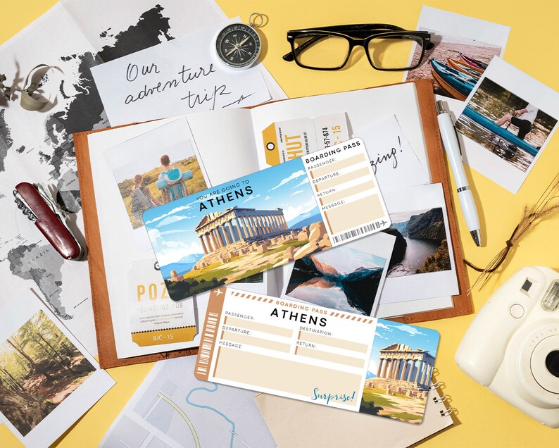 Digital ATHENS Trip Surprise Gift Ticket︱greece Boarding Pass︱printable ...