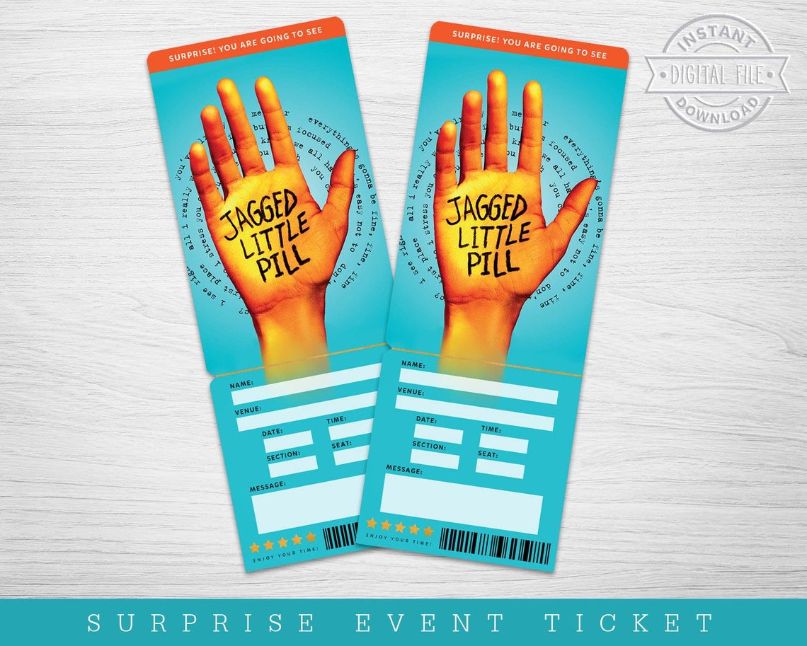 Printable Jagged Broadway Surprise Ticket︱musical Theatre Ticket︱event ...