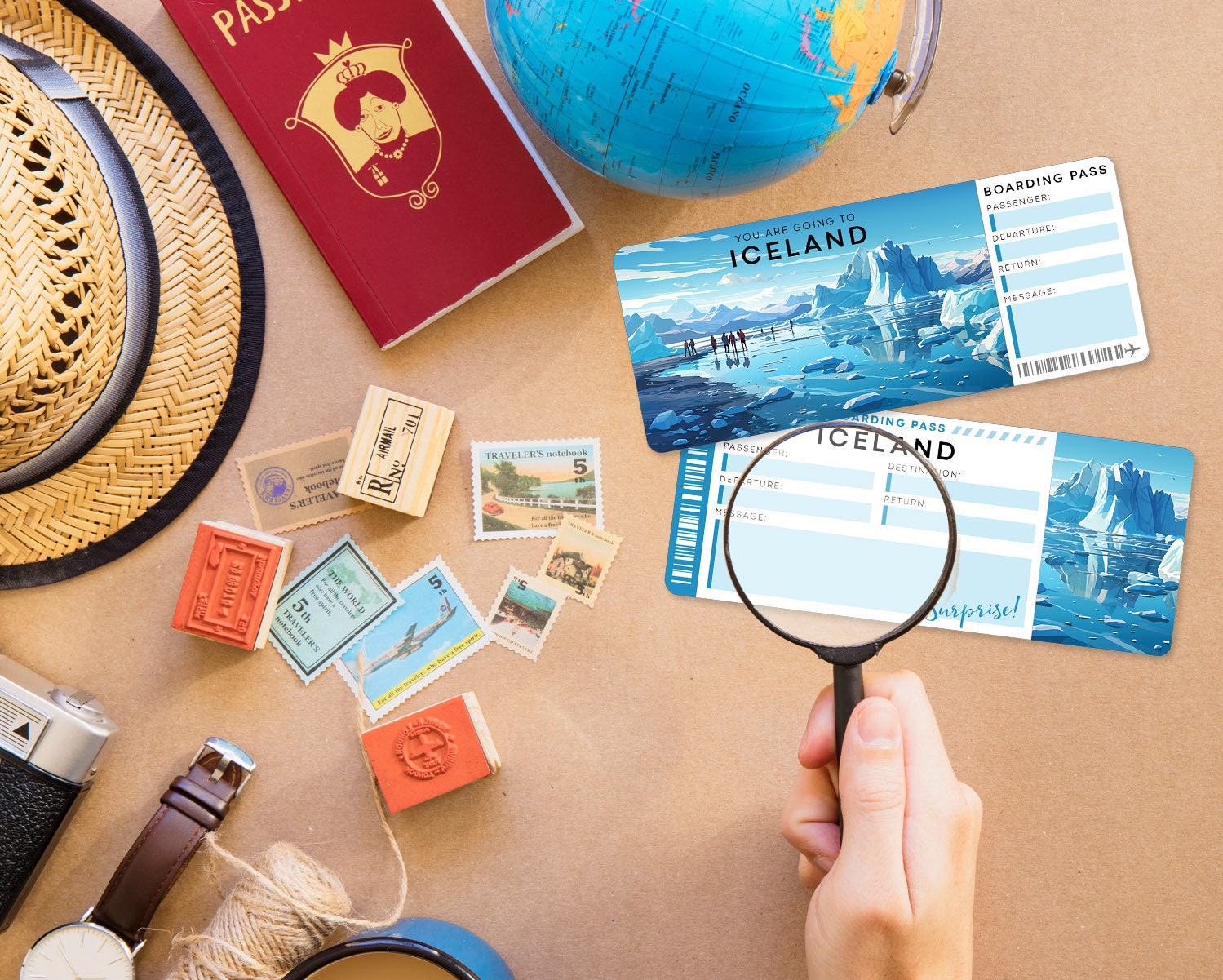 Digital ICELAND Trip Surprise Gift Ticket︱iceland Boarding Pass ...