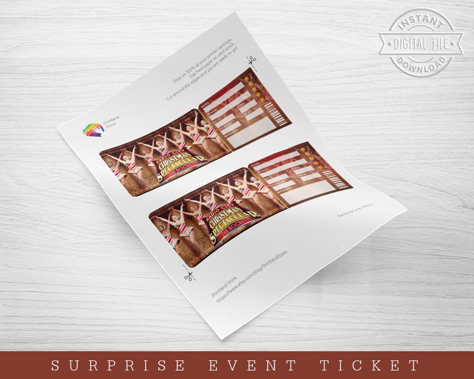 Printable Christmas Spectacular Broadway Surprise Ticket︱musical ...