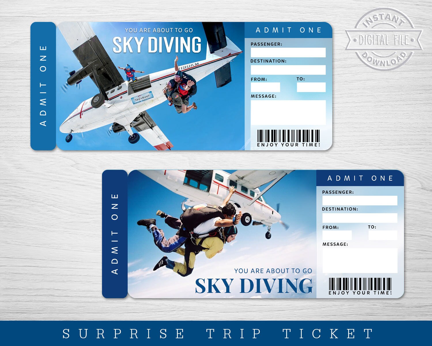 Digital SKYDIVING Surprise Gift Ticket, Skydiving Surprise Reveal ...