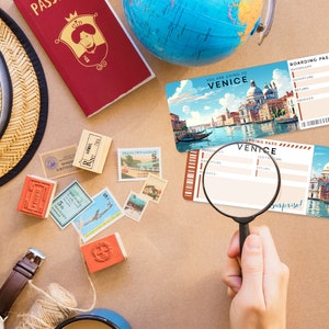 Digital VENICE Surprise Trip Gift Ticket, VENICE Printable Boarding ...