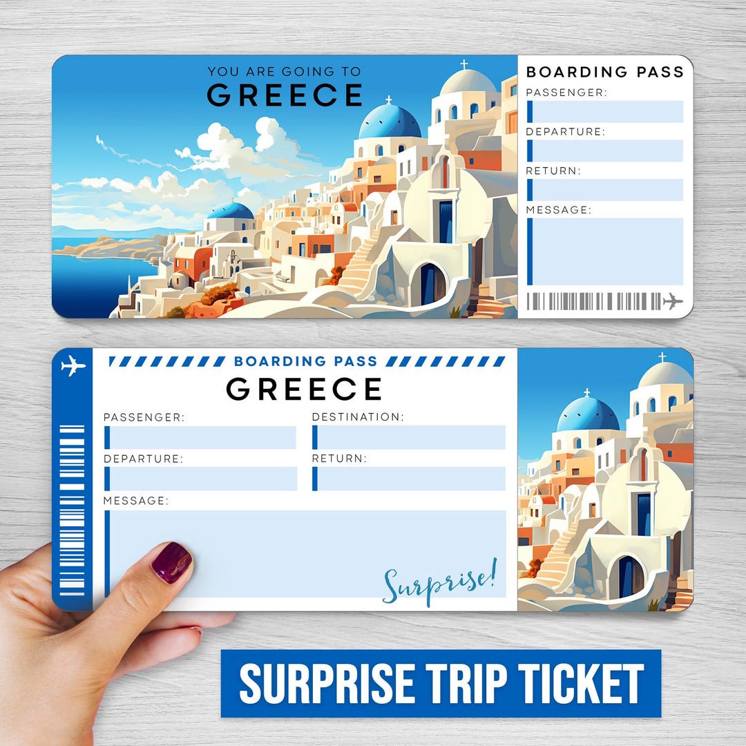 Digital GREECE Trip Surprise Gift Ticket︱santorini Boarding Pass ...