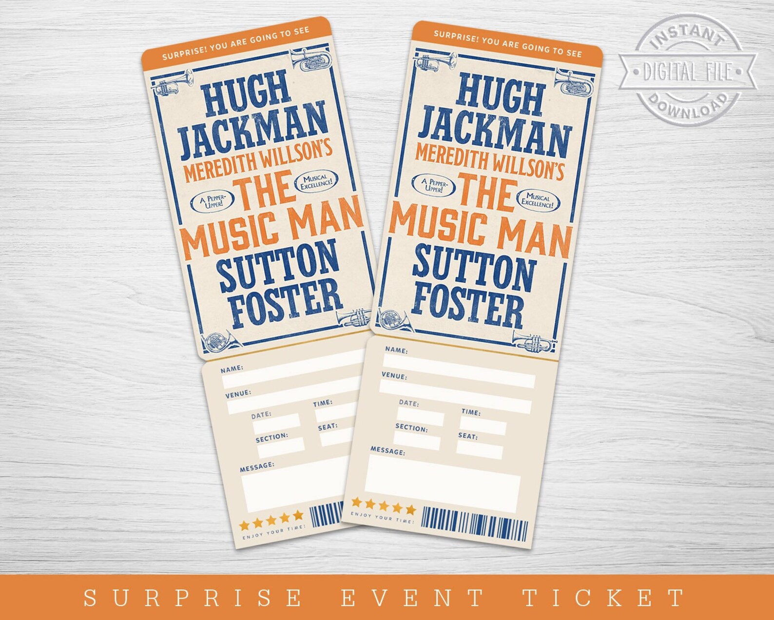 Printable the Music Man Broadway Surprise Ticket, Music Man the Musical ...