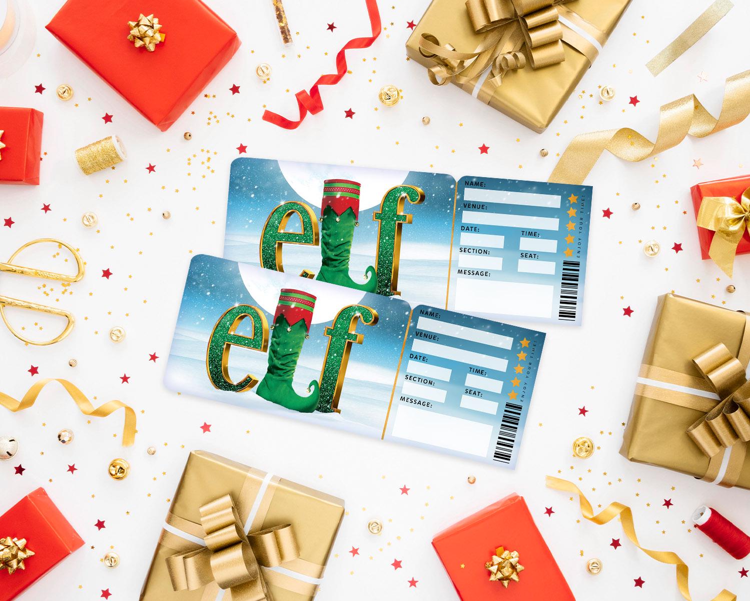Printable Elf Broadway Surprise Ticket︱musical Theatre Ticket︱event ...