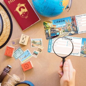 Digital LISBON Surprise Trip Ticket, Portugal Printable Boarding Pass ...