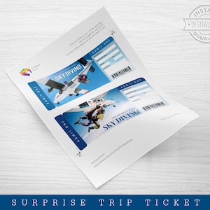 Printable SKYDIVING Surprise Ticket︱skydive Experience Gift Voucher - Etsy