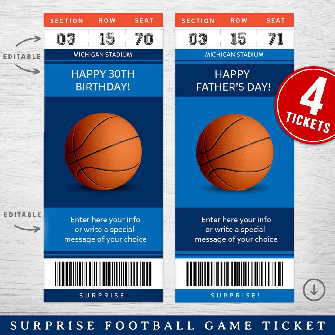 Printable Oklahoma Game Surprise Gift Ticket | Basketball Game Reveal ...