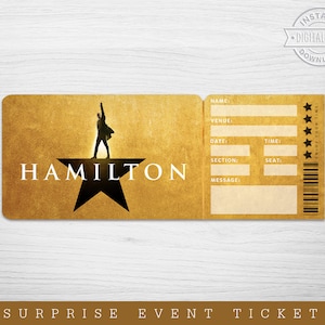Printable Hamilton Broadway Surprise Ticket︱musical Theatre Ticket ...