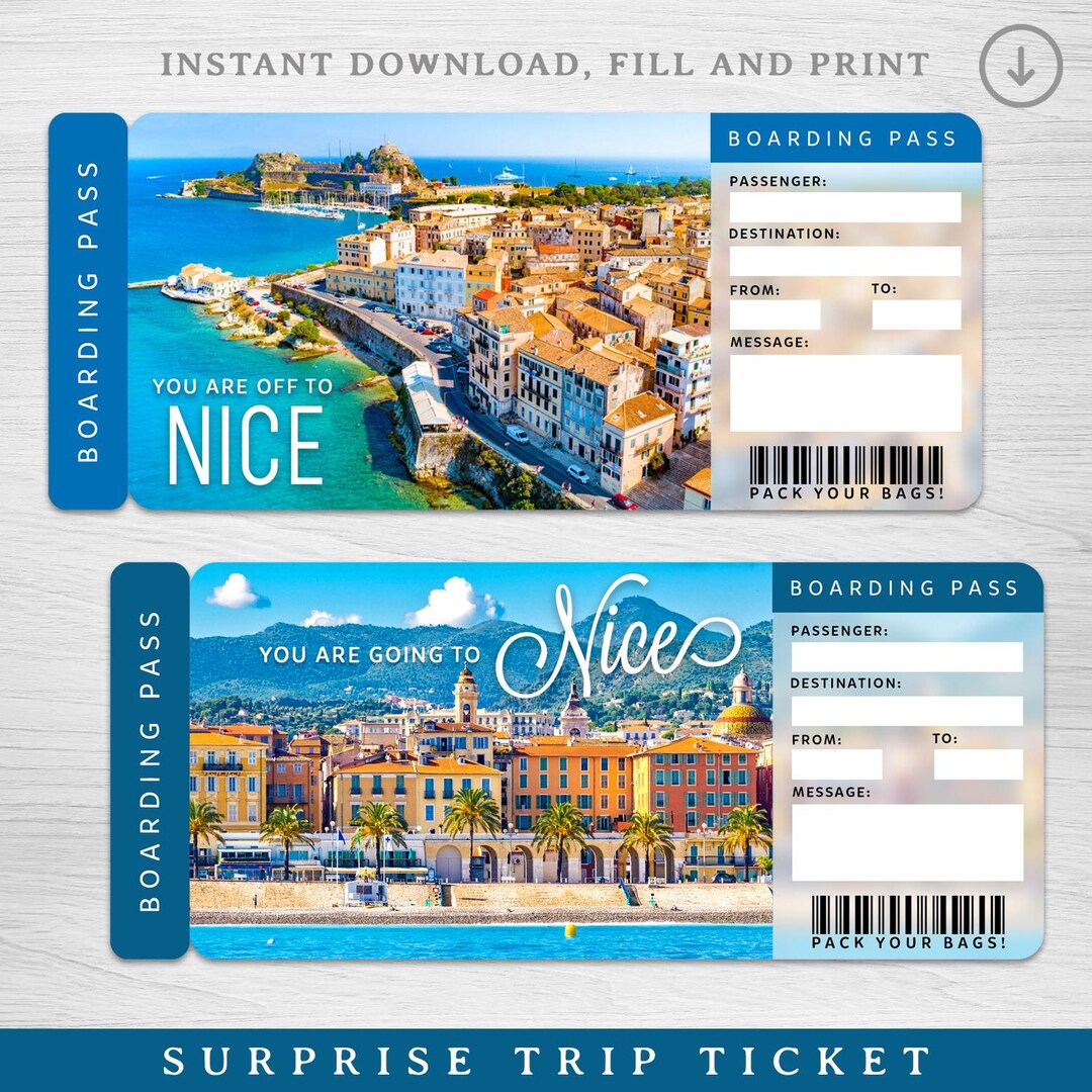 Digital NICE Trip Surprise Gift Ticket︱france Boarding Pass︱french ...