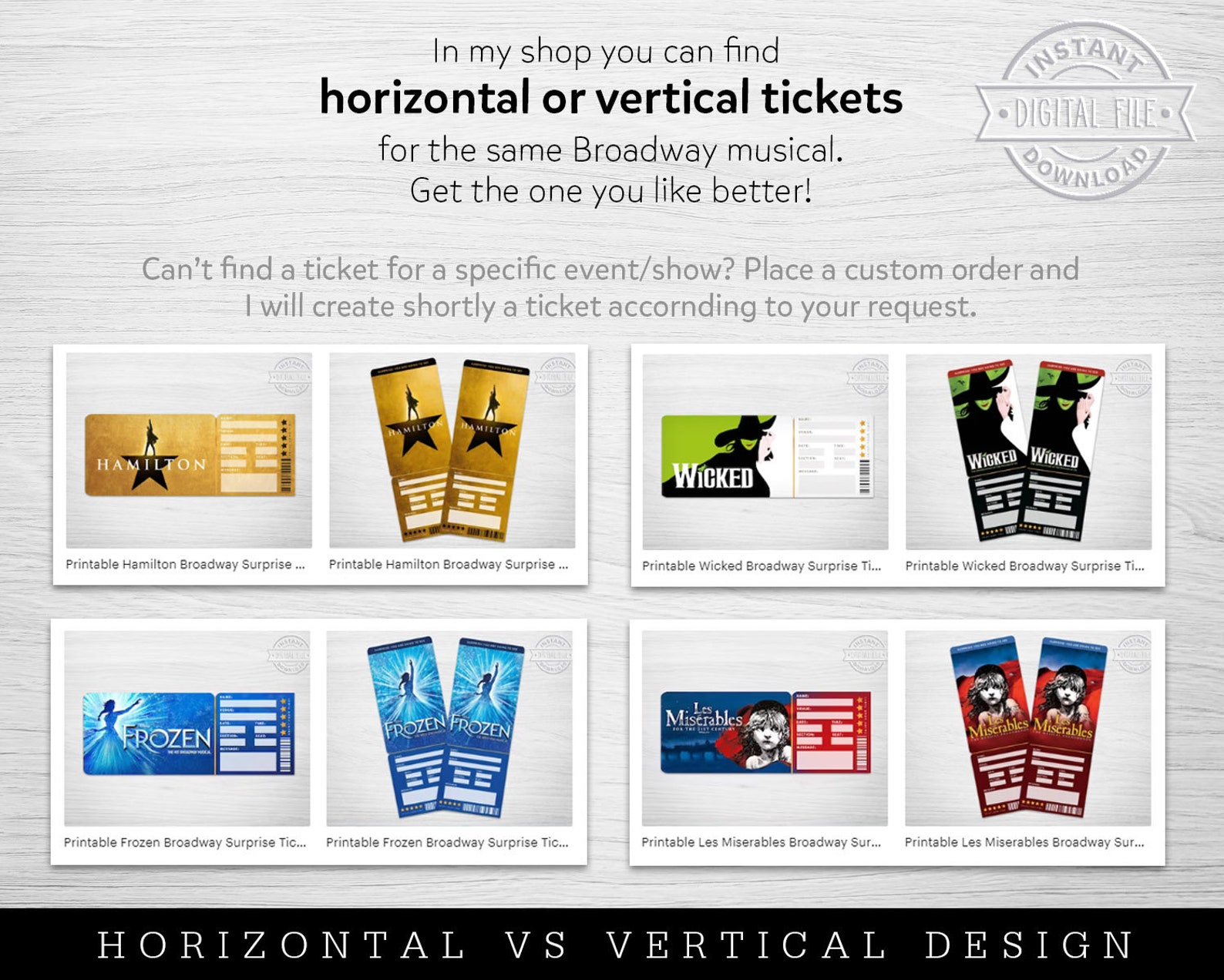 Printable A Beautiful Noise Broadway Surprise Ticket︱musical Theatre ...