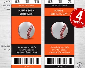 Printable Detroit Game Surprise Gift Ticket | Baseball Reveal Ticket - Etsy