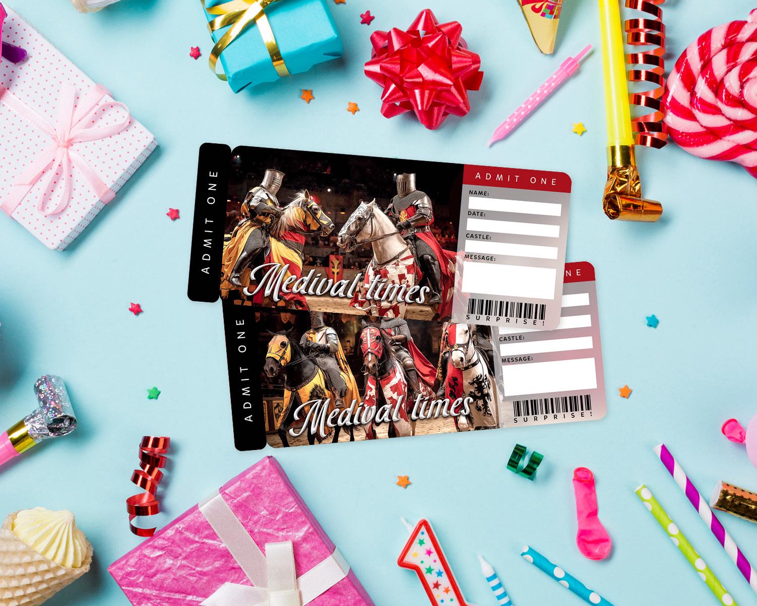 Printable Medieval Times Surprise Ticket, Knights and Castles Gift ...