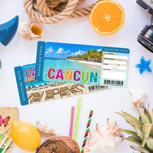 Digital CANCUN Trip Surprise Gift Ticket︱mexico Boarding Pass︱vacation ...