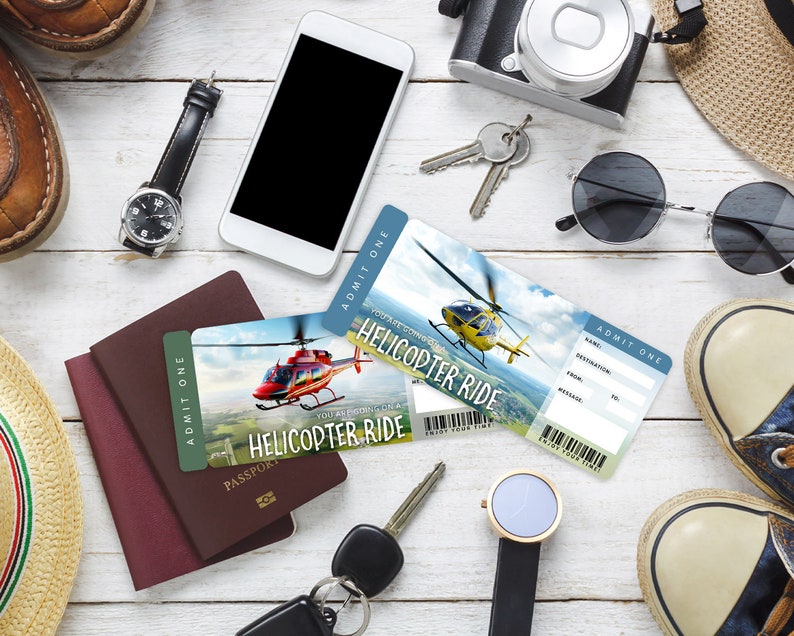Digital HELICOPTER RIDE Surprise Gift Ticket, Helicopter Tour Gift ...