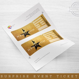 Printable Hamilton Broadway Surprise Ticket, Hamilton the Musical Collectible Theater Ticket ...