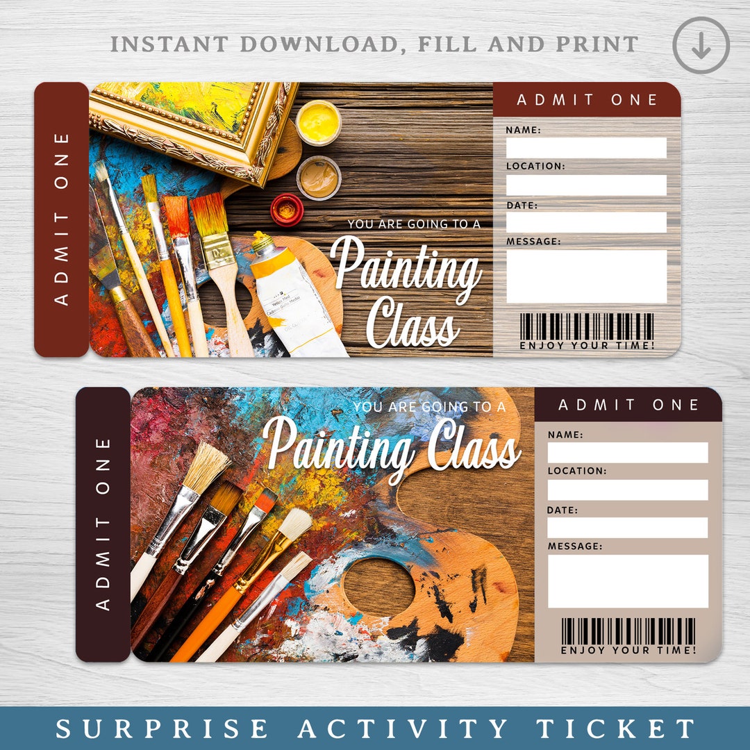 Digital Painting Class Surprise Ticket, Painting Class Voucher Surprise ...