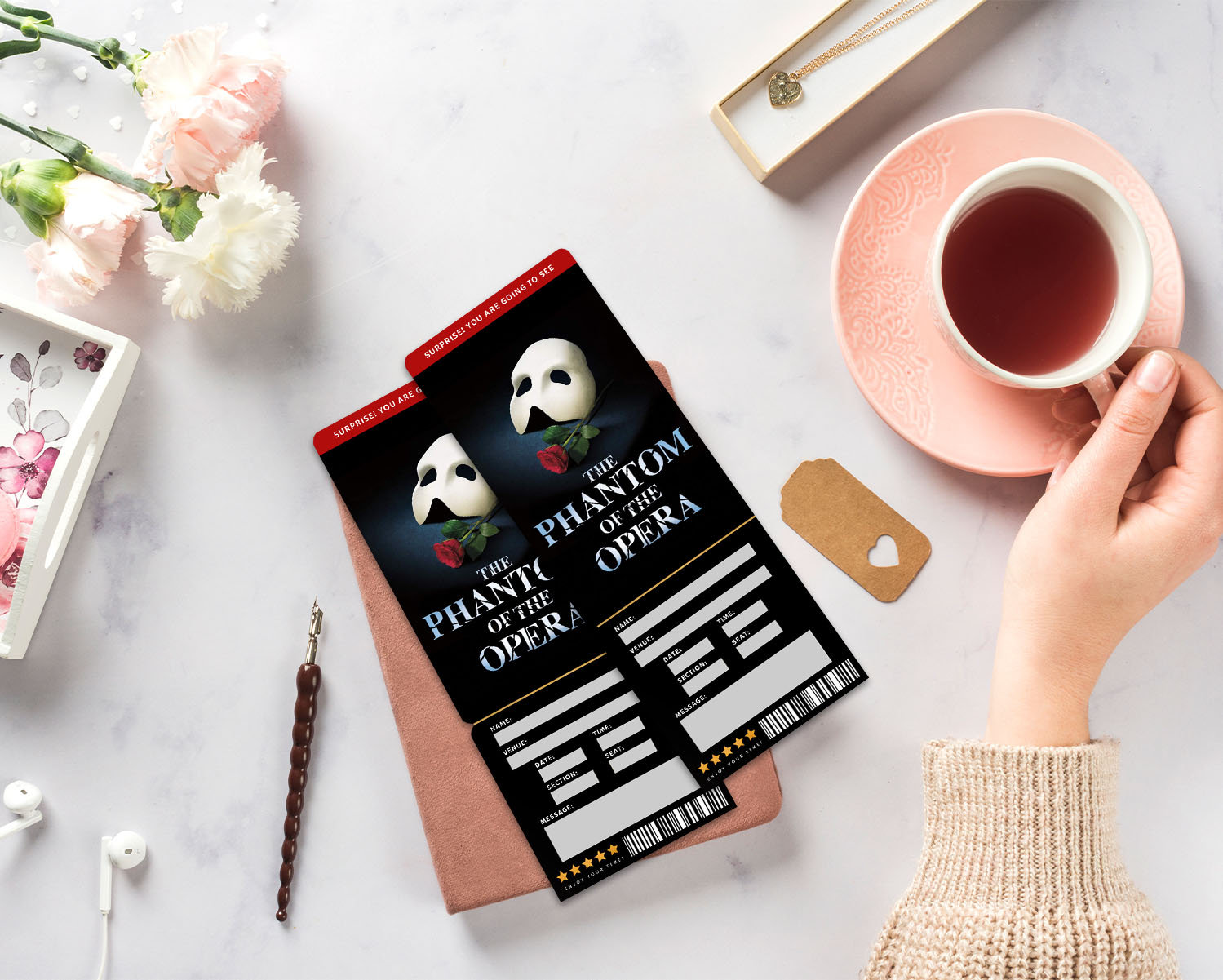 Printable Phantom of the Opera Broadway Surprise Ticket, Musical Collectible Theater Ticket ...