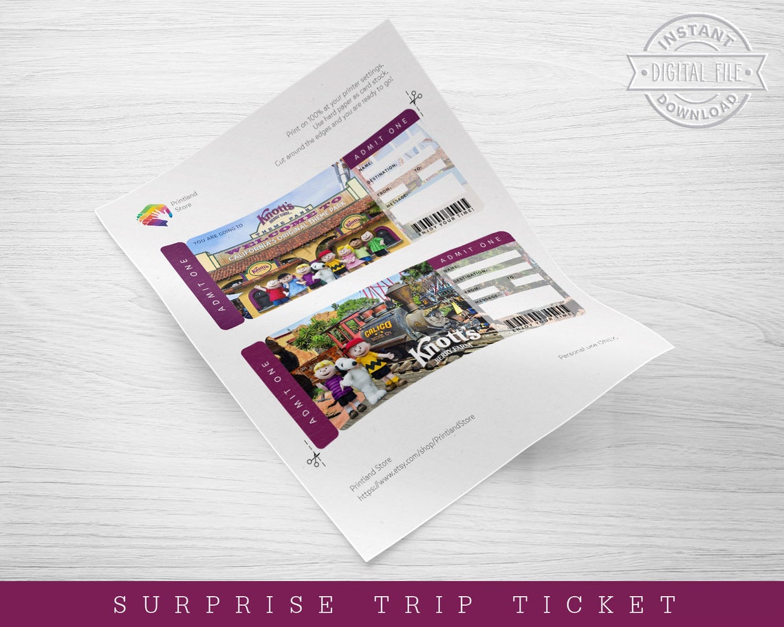 Digital Knotts Berry Farm Surprise Trip Gift Ticket, Amusement Park ...