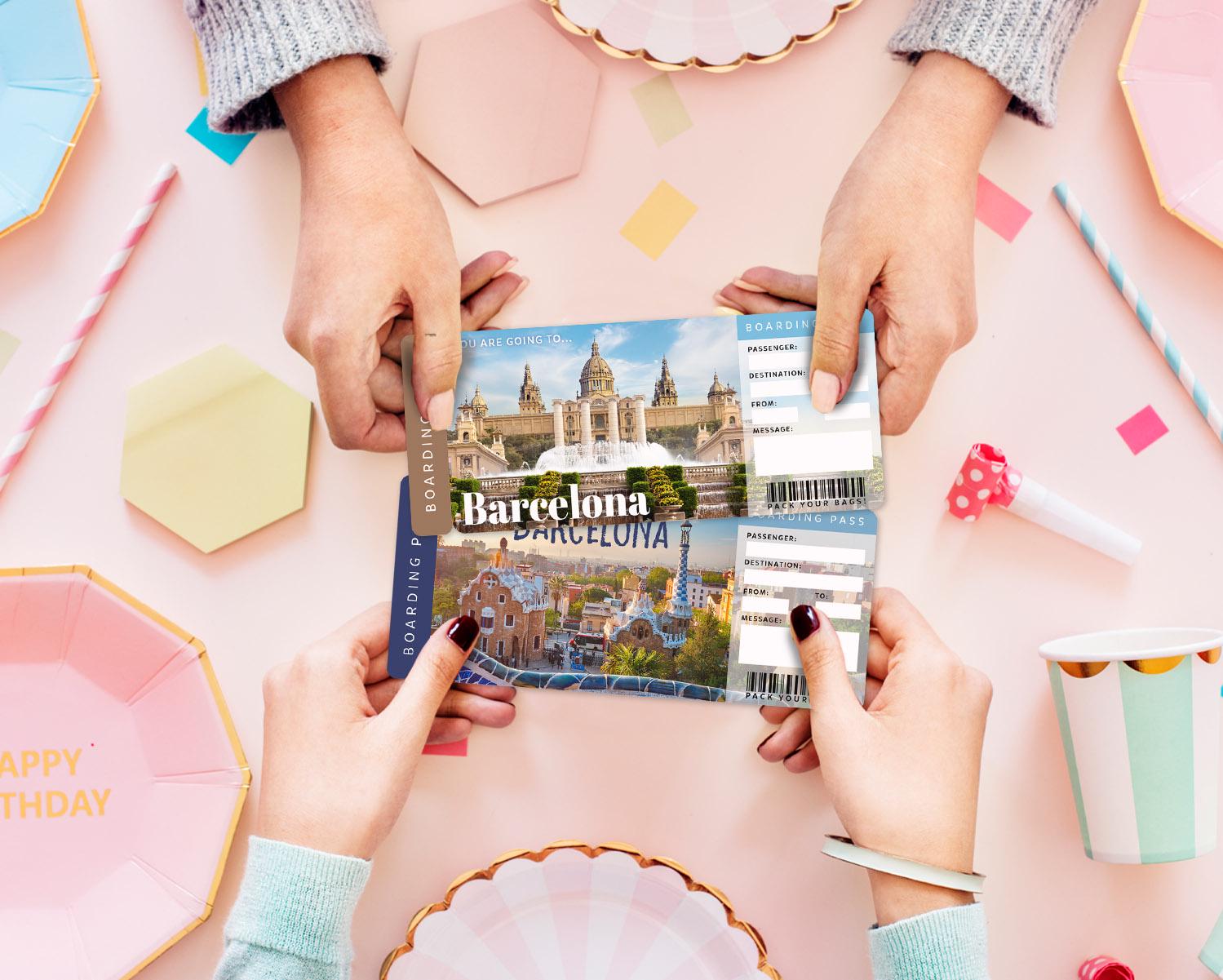 Digital BARCELONA Trip Surprise Gift Ticket︱spain Boarding Pass ...