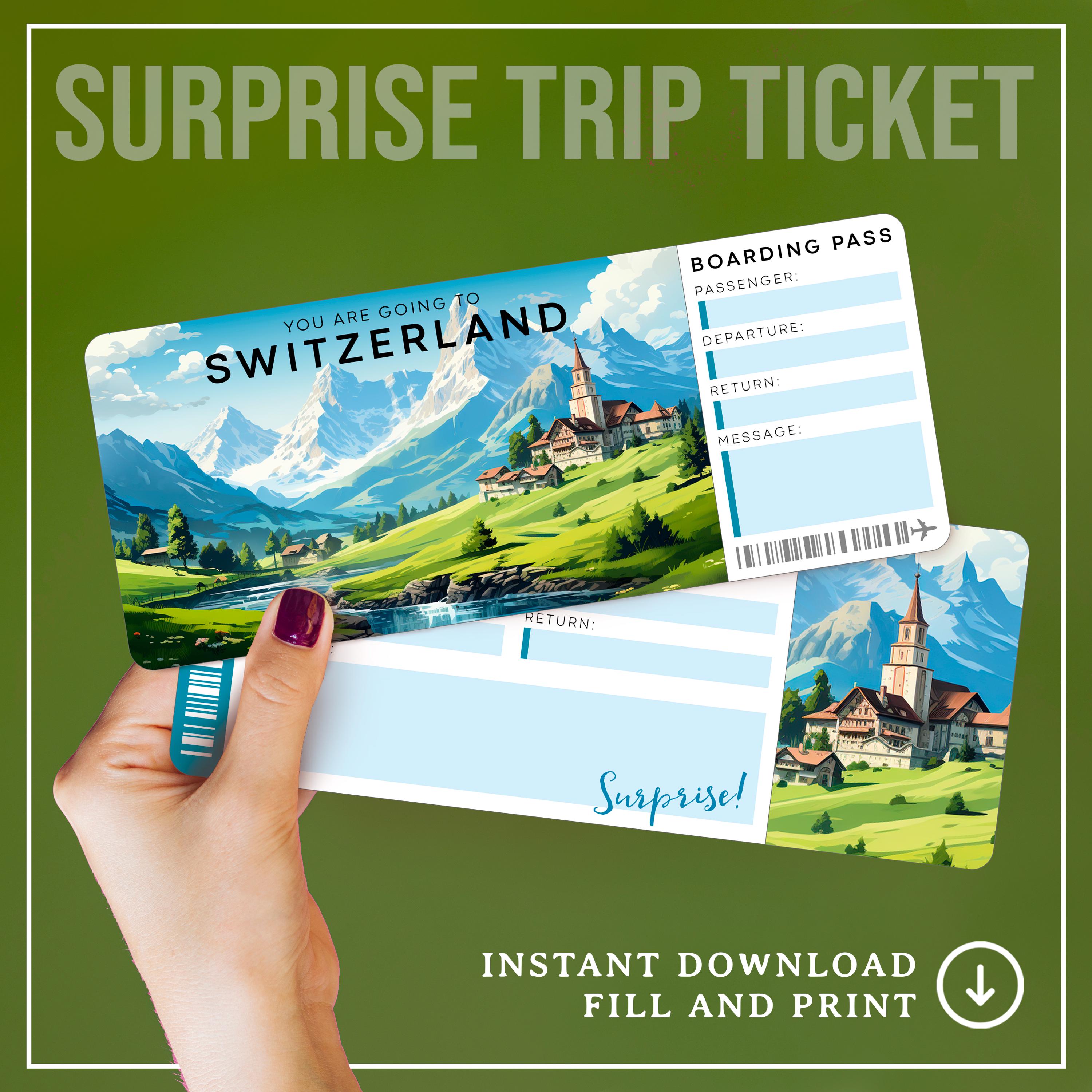 Digital SWITZERLAND Trip Surprise Gift Ticket︱europe Boarding Pass ...